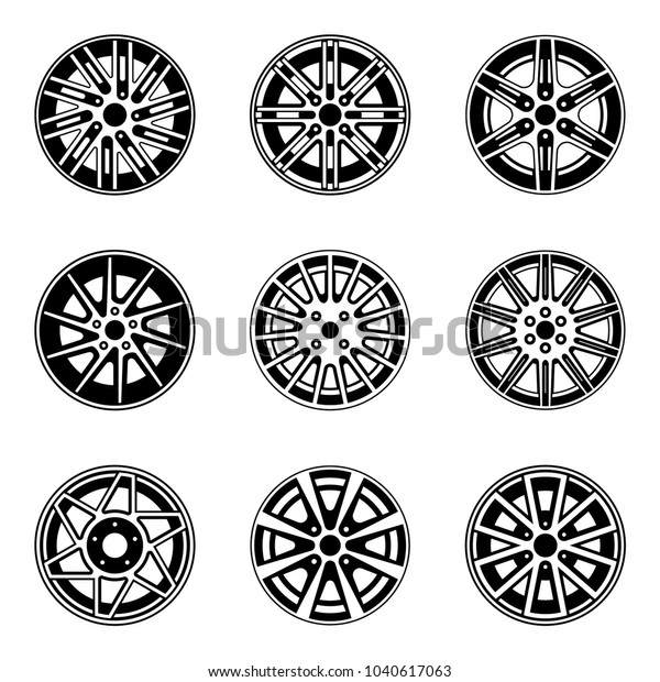 Car Wheel Rims Icon Set Vector Stock Vector (Royalty Free) 1040617063