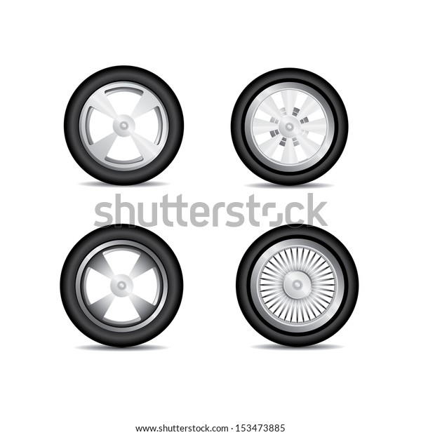 Car Wheel Set Vector Illustration Isolated 库存矢量图（免版税）153473885 ...