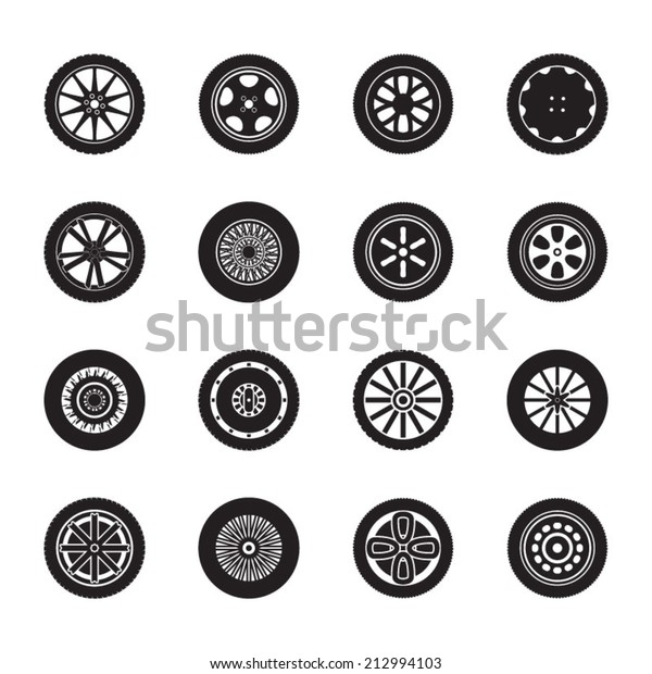 Car Wheels Icon Set Stock Vector (Royalty Free) 212994103 | Shutterstock