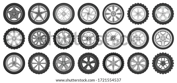 Car Wheels Isolated Cartoon Set Icon Stock Vector (Royalty Free ...