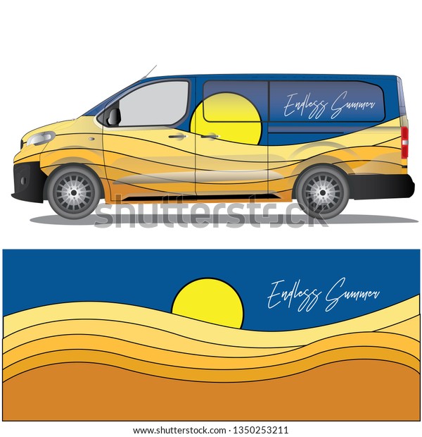 Car Wrap Sunset Illustration Graphic Design Stock Vector (Royalty Free ...