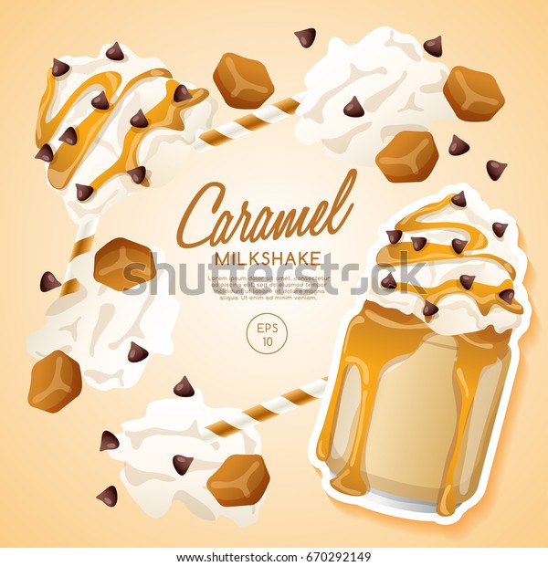Caramel Milkshake Cocktail Jar Vector Illustration Stock Vector ...