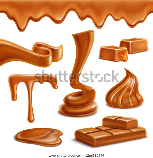Caramel Toffee Melted Horizontal Border Drops Stock Vector (Royalty ...
