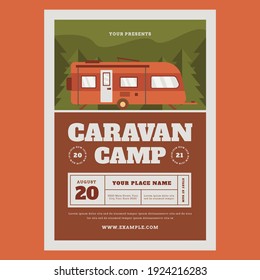 Caravan Camp Flyer Design Poster Stock Vector (Royalty Free) 1924216283 ...