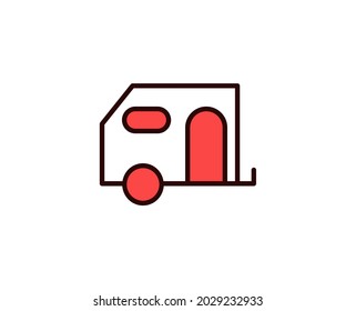 Caravan Line Icon Vector Symbol Trendy Stock Vector (Royalty Free ...