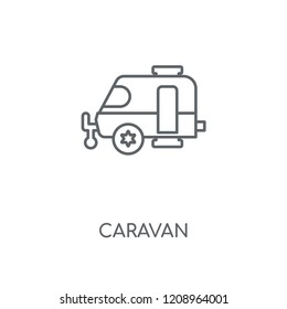 Caravan Linear Icon Caravan Concept Stroke Stock Vector (Royalty Free ...