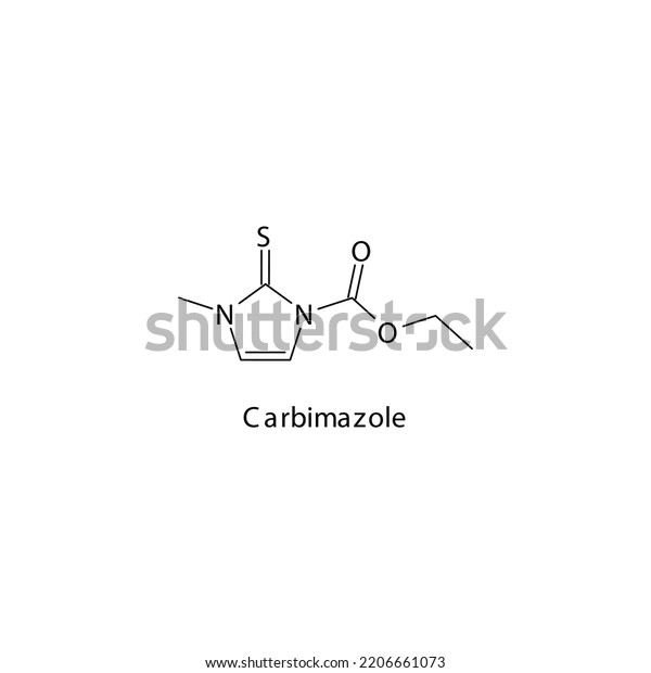 Carbimazole Molecule Flat Skeletal Structure Antithyroid: เวกเตอร์สต็อก ...