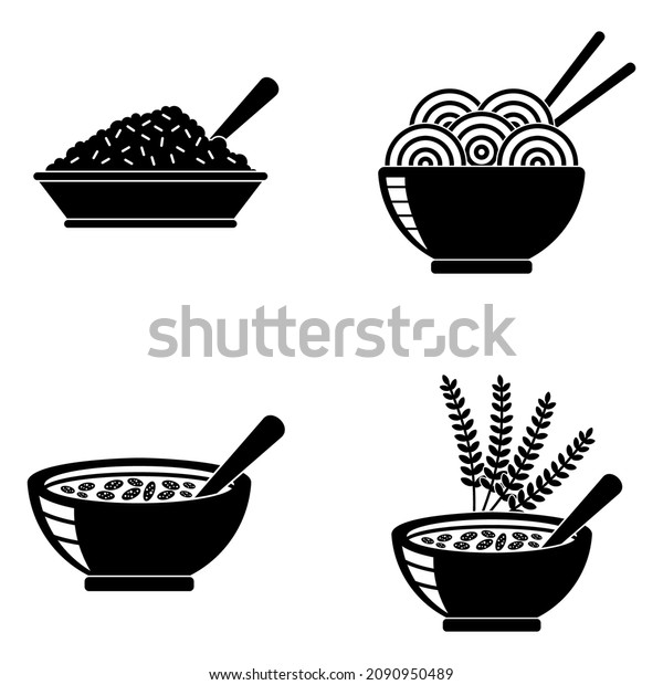 Carbohydrates Food Icon Set Vector Sign Stock Vector (Royalty Free ...