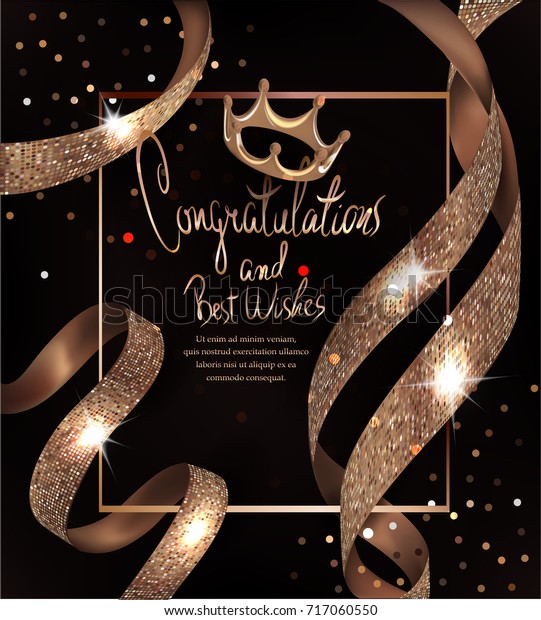 Card Congratulations Beautiful Ribbons Vector Illustration Stock Vector ...
