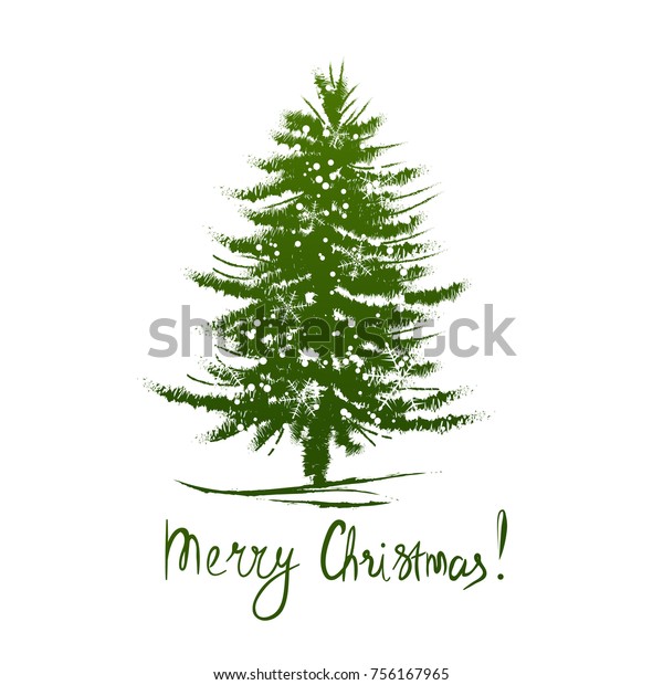 Card Design Hand Drawn Christmas Tree Stock Vector (Royalty Free) 756167965