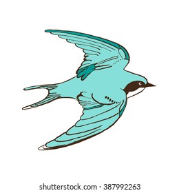 Card Hand Drawn Blue Bird On Stock Vector (Royalty Free) 387992263 ...