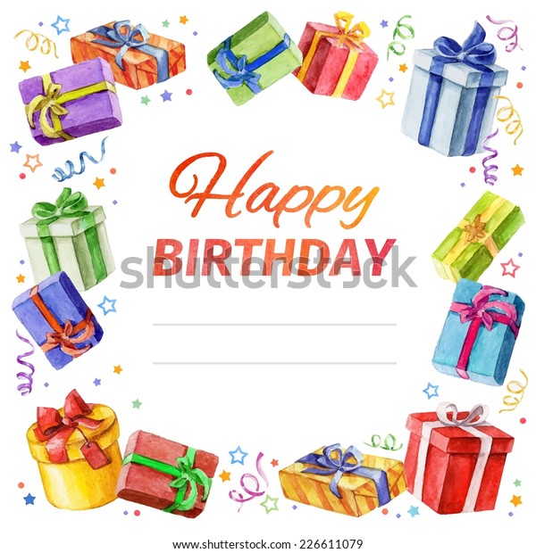 Card Happy Birthday Square Frame Gifts Stock Vector (Royalty Free ...