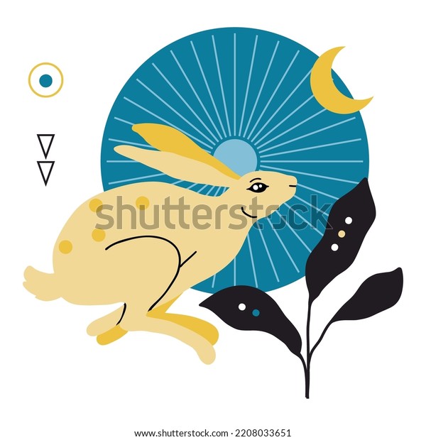 Card Poster Rabbit Hare Geometric Abstract Stock Vector (Royalty Free ...