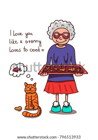 Card St Valentines Day Old Lady Stock Vector (Royalty Free) 796513933 ...