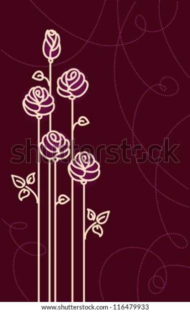 Card Stylized Roses Vector Graphic: vector de stock (libre de regalías ...