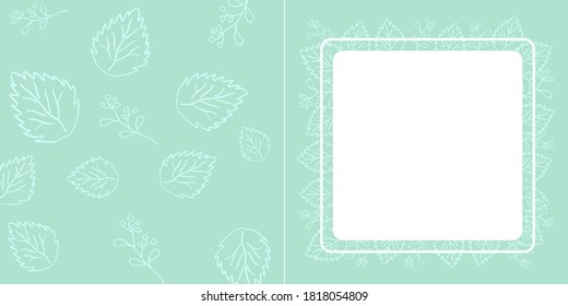 Card Template White Outlined Leaves White Stock Vector (Royalty Free ...