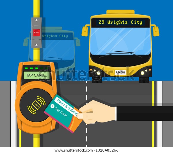 Card Ticket Validation Scanning Display Tram Stock Vector (Royalty Free ...