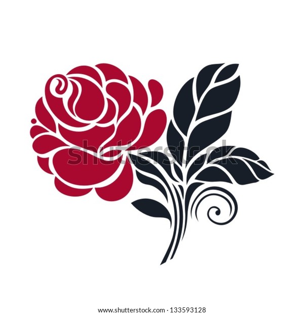 Card Vector Stylized Rose Stock Vector (Royalty Free) 133593128