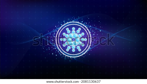 Cardano Currency On Blockchain Technology Background Stock Vector ...