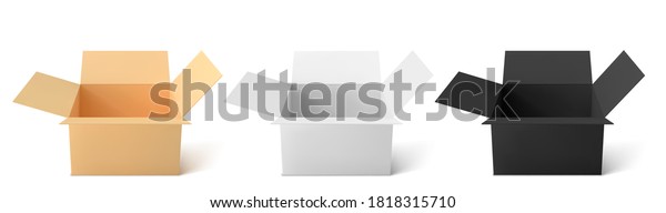 Cardboard Box 3 Types Color Black Stock Vector (Royalty Free ...