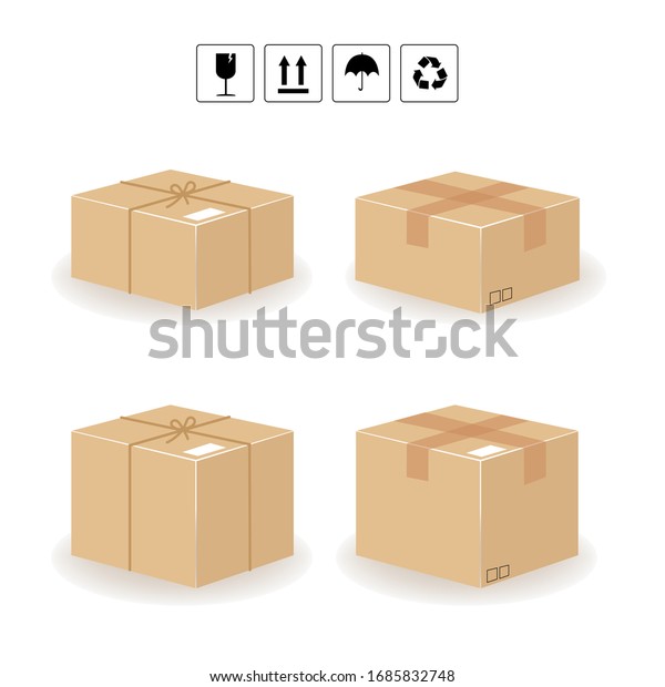 Cardboard Box Carton Delivery Packaging Flat Stock Vector (Royalty Free ...