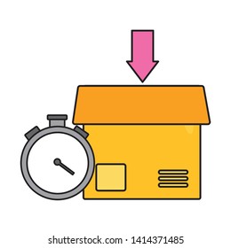 Cardboard Box Clock Fast Delivery Business Stock Vector (Royalty Free ...