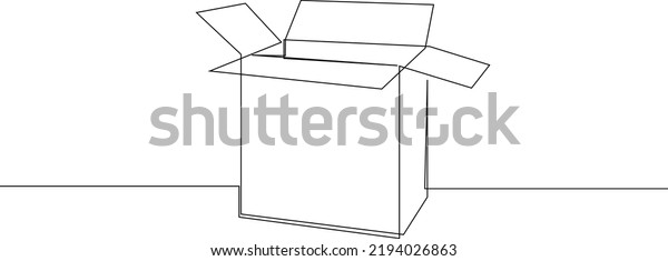 Cardboard Box Drawing By One Continuous Stock Vector (Royalty Free ...