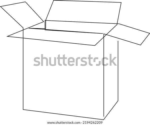 Cardboard Box Drawing By One Continuous Stock Vector (Royalty Free ...
