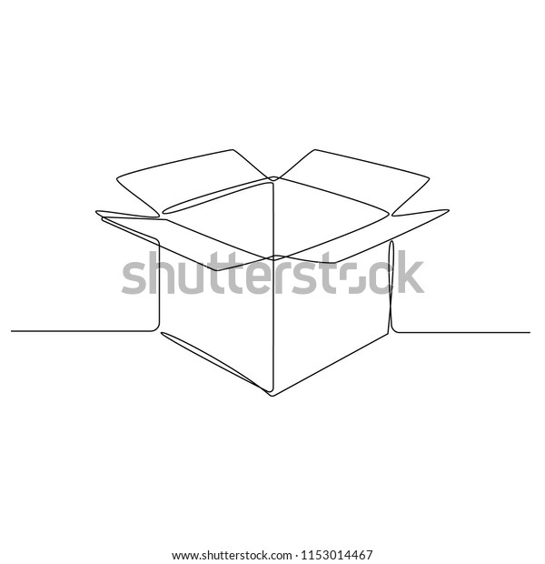 Cardboard Box Drawn By One Black Stock Vector (Royalty Free) 1153014467 ...
