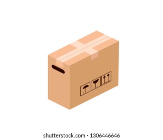 Cartoon Style Cardboard Box Delivery Package Stock Illustration ...