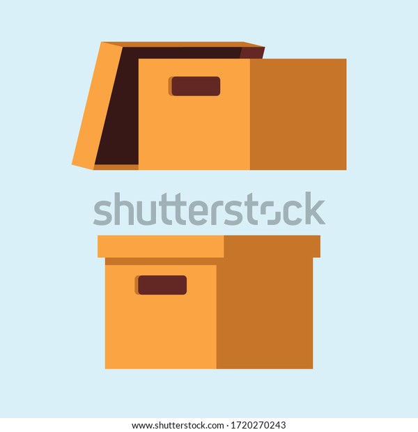 Cardboard Box Lid Flat Style Vector Stock Vector (Royalty Free ...