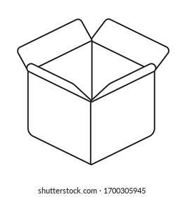 Cardboard Box Open Line Style Icon Stock Vector (Royalty Free ...