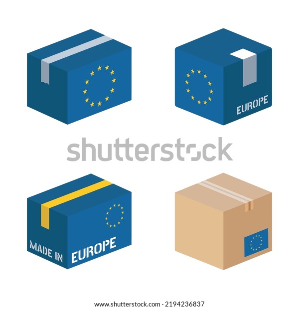 Cardboard Packaging European Union Flag Icons Stock Vector (Royalty ...