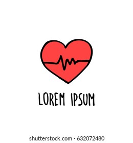 Cardiac Rhythm Doodle Icon Stock Vector (Royalty Free) 632072480 ...