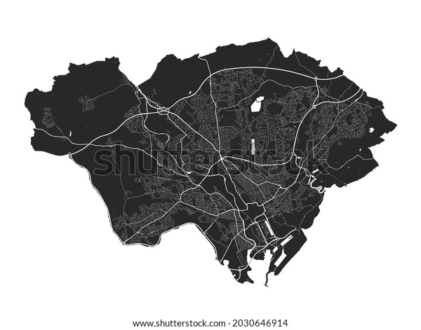 Mapa de cardiff. Mapa vectorial detallado: vector de stock (libre de ...