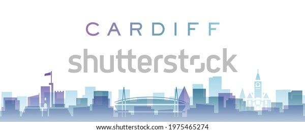 Cardiff Transparent Layers Gradient Landmarks Skyline: vector de stock ...