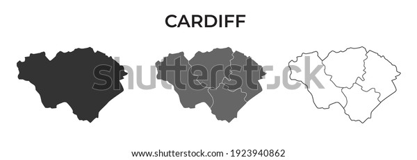 Cardiff Uk Blank Map Silhouette Outline Stock Vector (Royalty Free ...