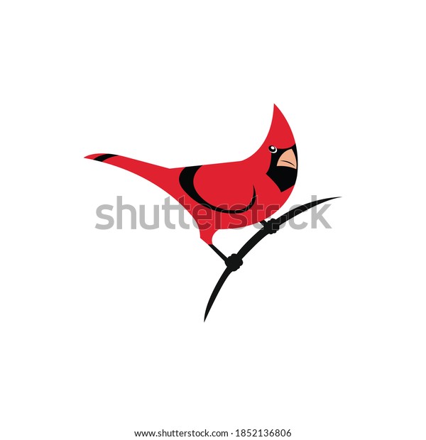 Cardinal Bird On Branch Vector Icon Stock Vector (Royalty Free ...