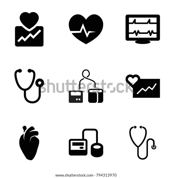 Cardiology Icons Set 9 Editable Filled Stock Vector (Royalty Free ...