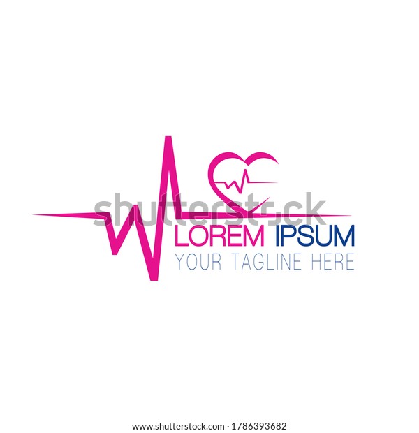 Cardiology Illustration Vector Logo Design Healthcare 库存矢量图（免版税）1786393682
