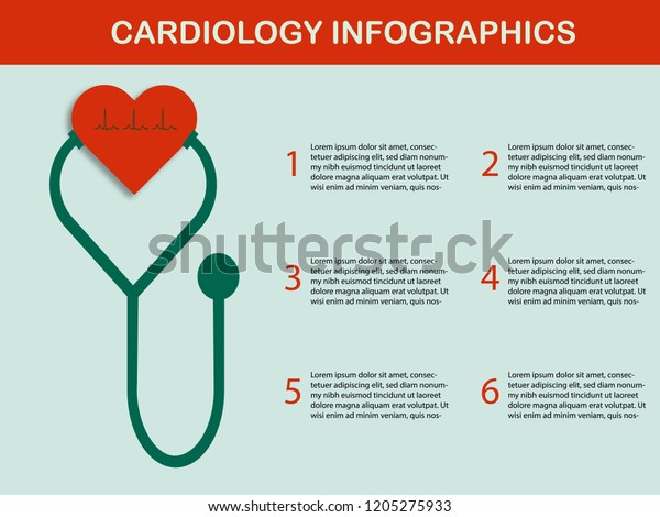 Cardiology Infographic Vector Template Editable Sixsection Stock Vector ...