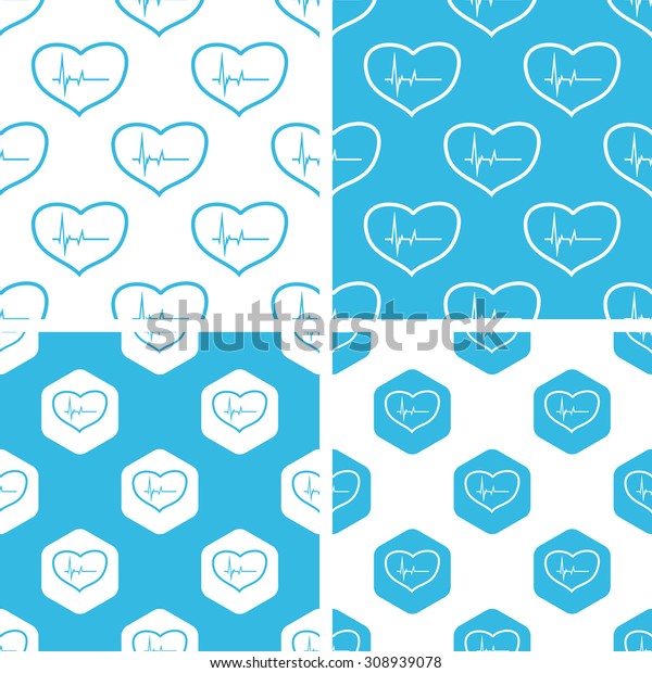 Cardiology Patterns Set Simple Hexagon Blue Stock Vector (Royalty Free ...