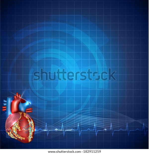 Cardiology Technology Background Detailed Human Heart 库存矢量图（免版税 ...