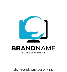Care Computer Icon Logo Design Template Stock Vector (Royalty Free ...