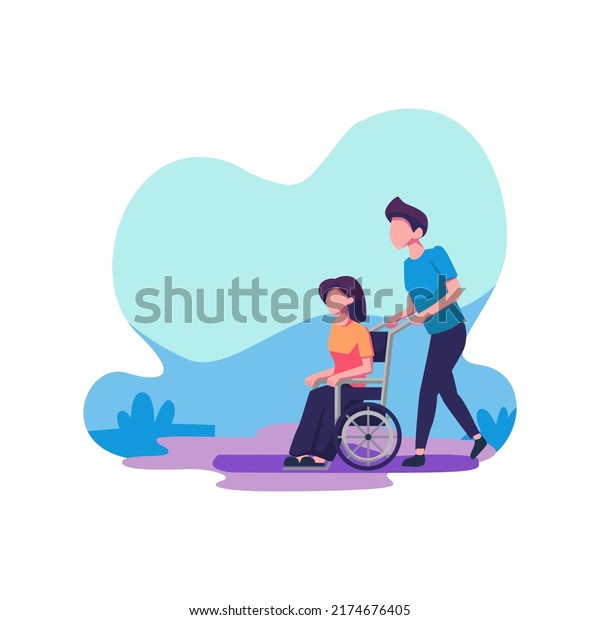 Care Disabled Flat Style Illustration Vector Stock Vector (Royalty Free ...