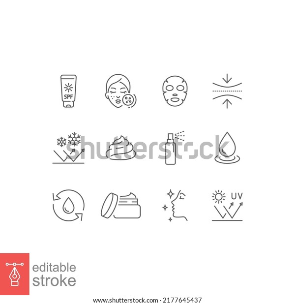 Care Skin Icon Set Face Skincare Stock Vector (Royalty Free) 2177645437 ...