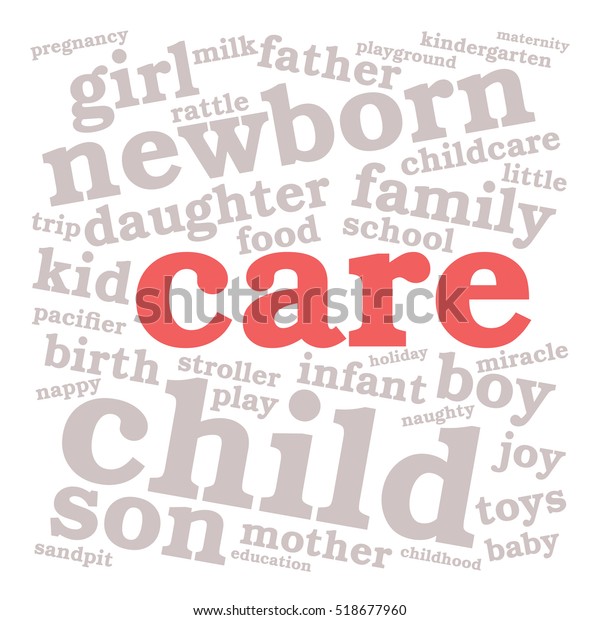 Care Word Cloud Red Font White Stock Vector (Royalty Free) 518677960