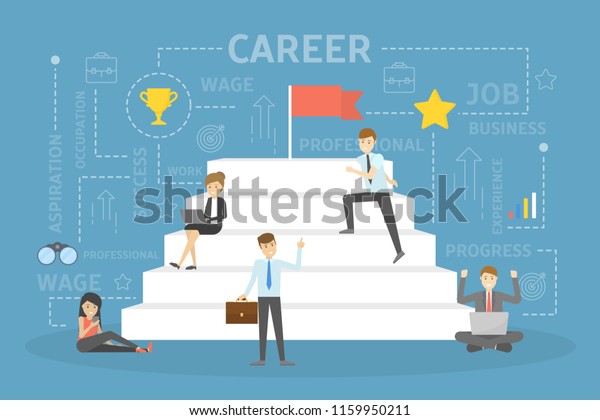 Career Development Concept People Climbing Stairs Stock Vector (Royalty ...