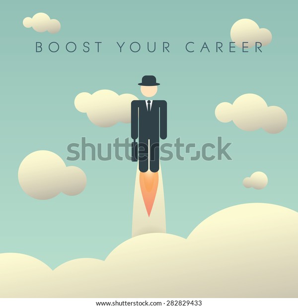 Career Development Poster Template Businessman Flying Stock Vector ...