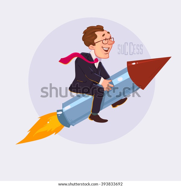 Career Development Rocket Success Happy Cartoon Stock Vector (Royalty ...